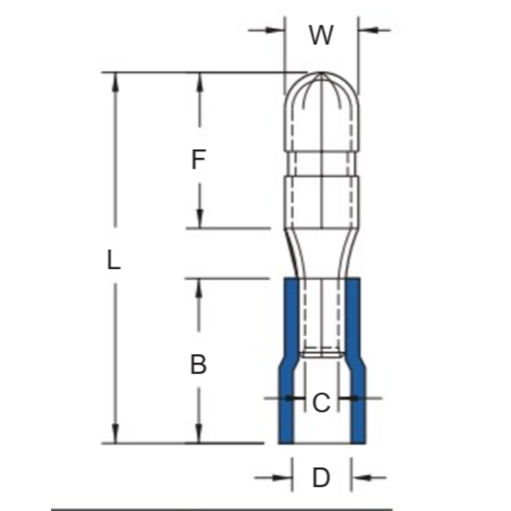 MPV1-156 | VINYL INSULATED BULLET TERMINAL 4MM RED