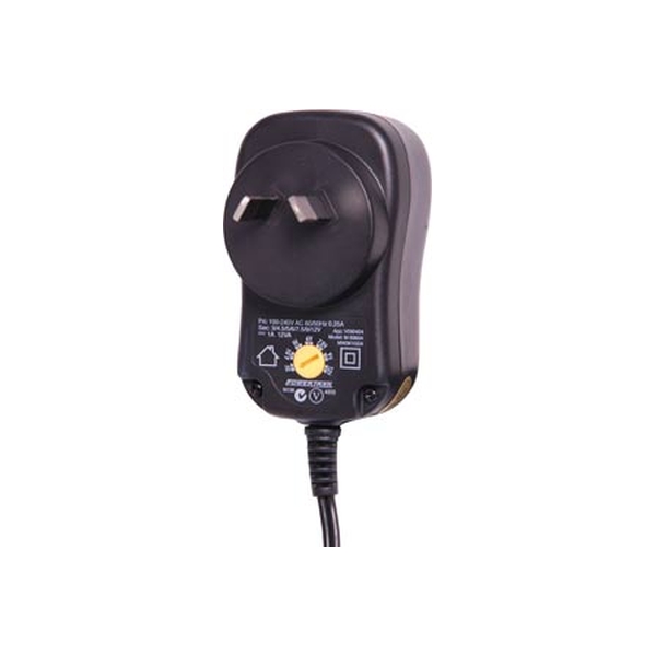 Plug Pack 1A Multi Output Voltage 3, 4.5, 6, 7.5, 9, 12VDC Power Supply ...