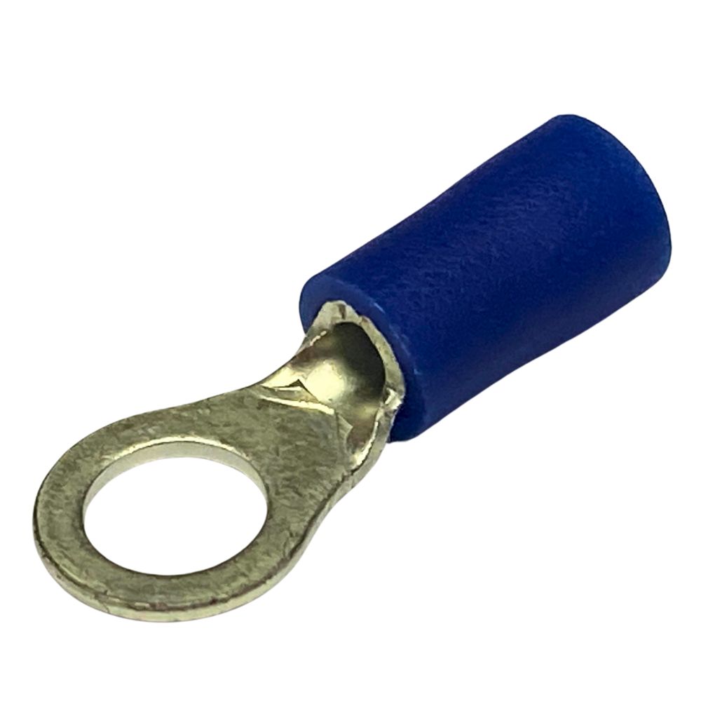 RVS2-5 | INSULATED RING TERMINAL BLUE 5.3MM STUD 21.8MM LENGTH