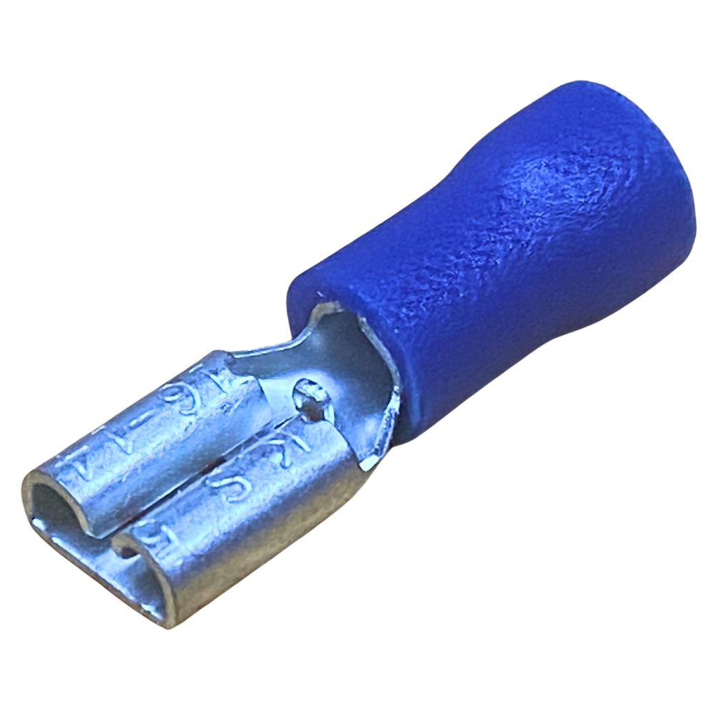 FDV2-187(5) | HALF INSULATED FEMALE SPADE TERMINAL 4.75MM BLUE